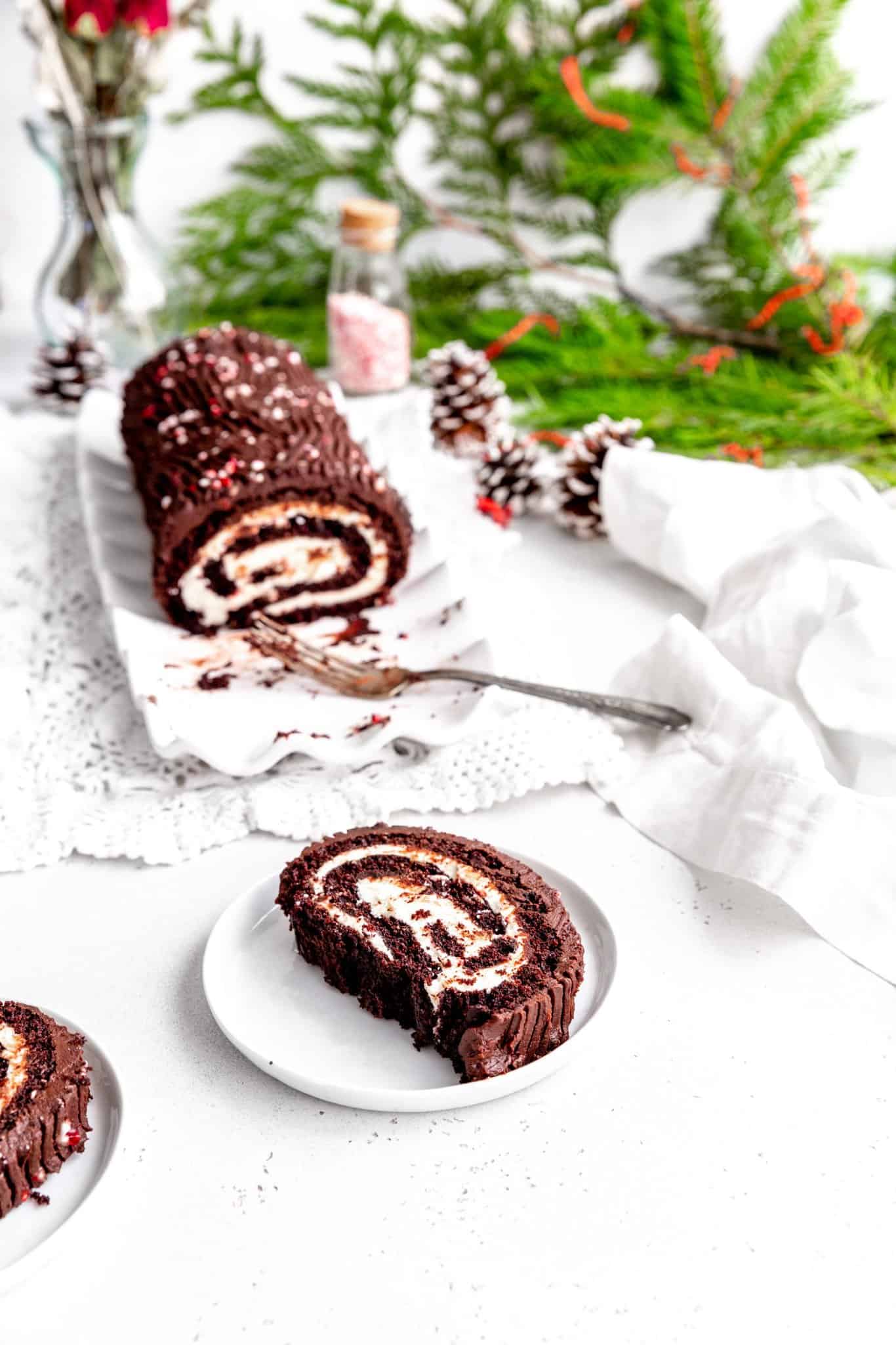 Vegan Chocolate Peppermint Yule Log