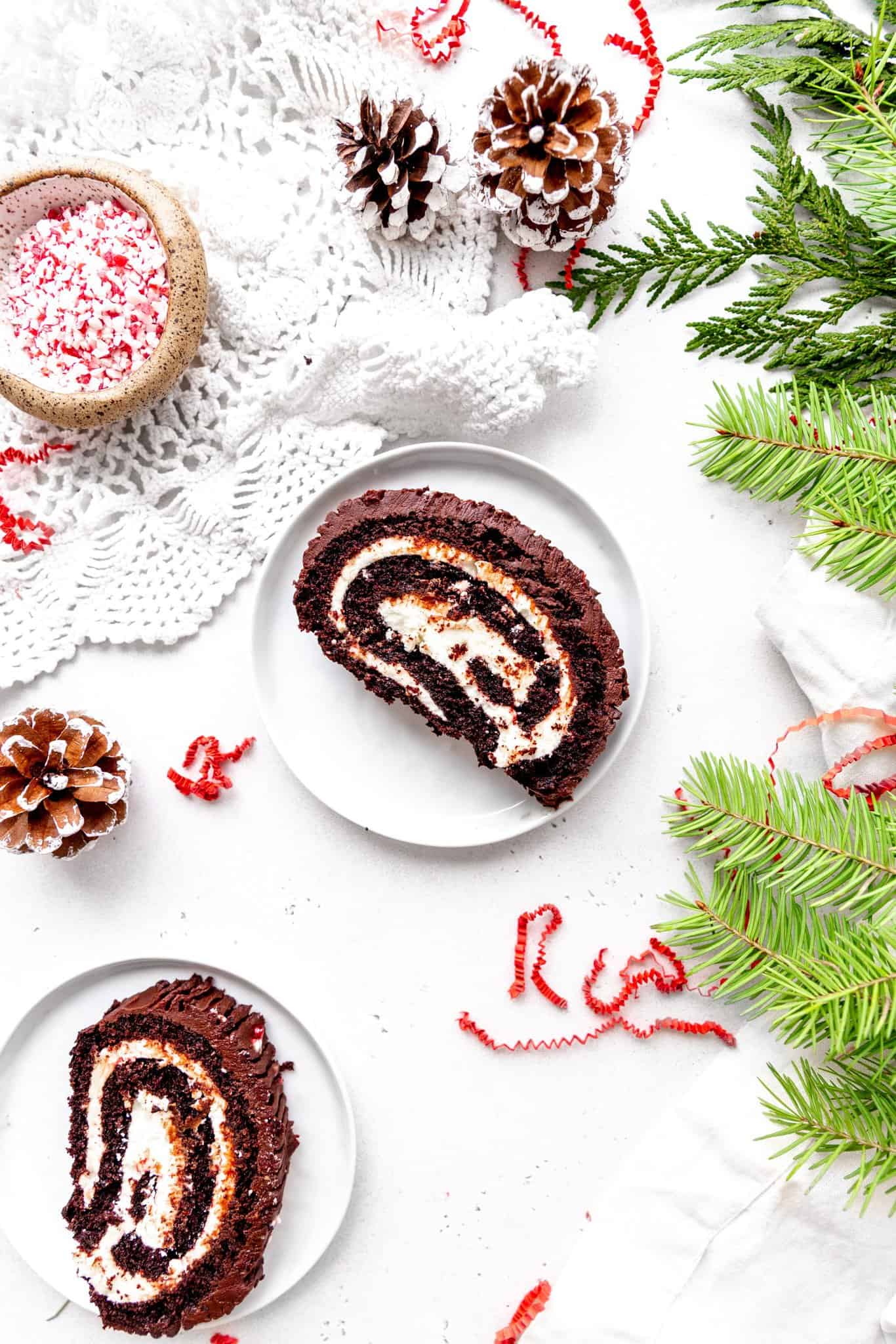 Vegan Chocolate Peppermint Yule Log