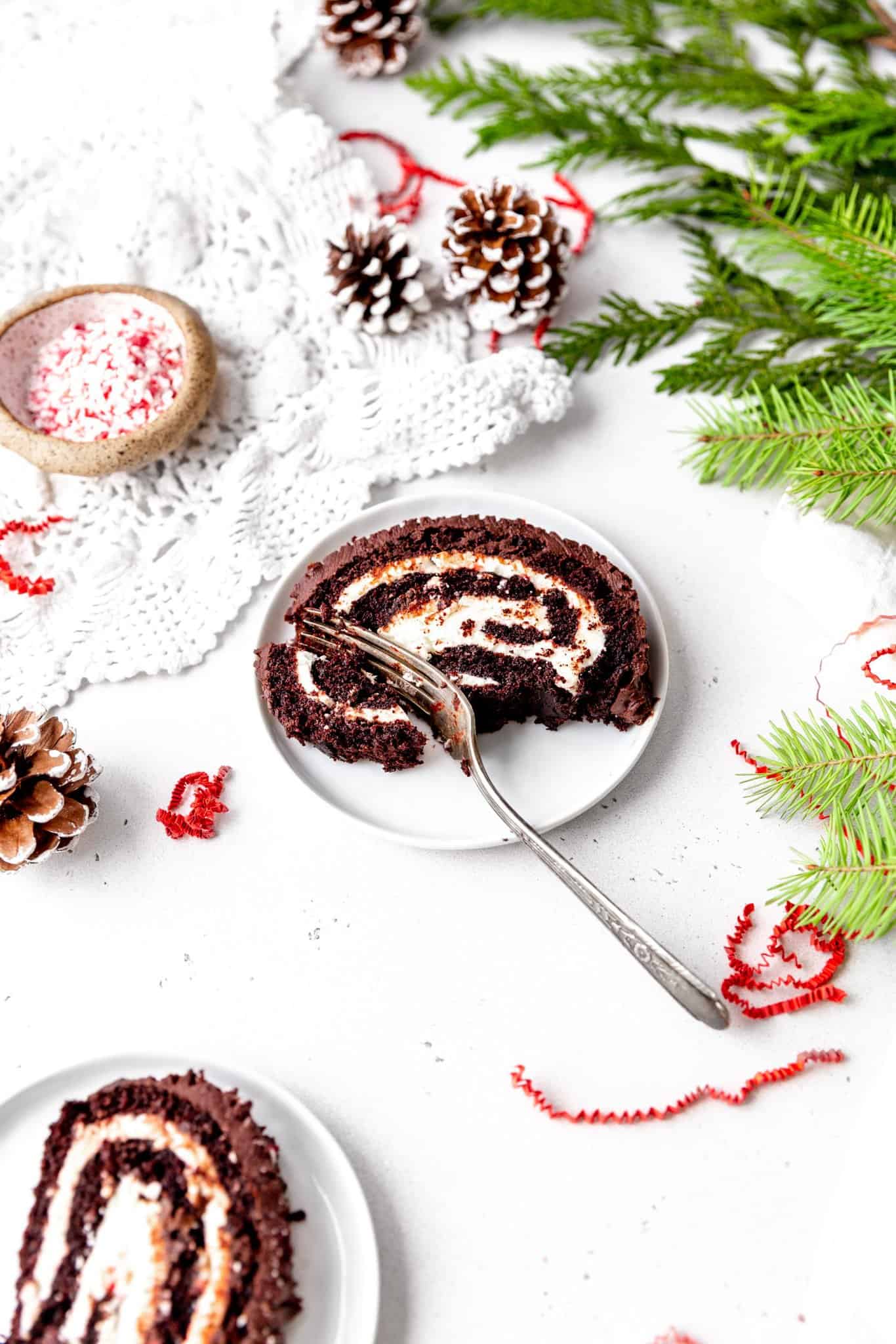 Vegan Chocolate Peppermint Yule Log
