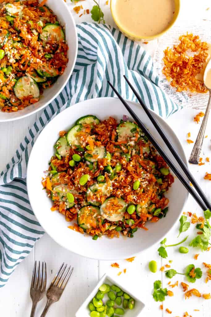 Cucumber Crispy Rice Salad with Chili-Garlic Dressing