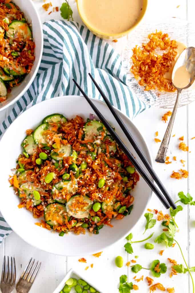 Cucumber Crispy Rice Salad with Chili-Garlic Dressing