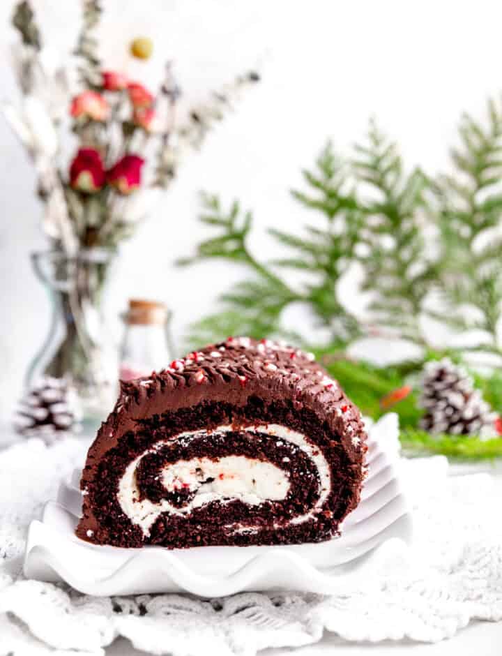 Vegan Chocolate Peppermint Yule Log